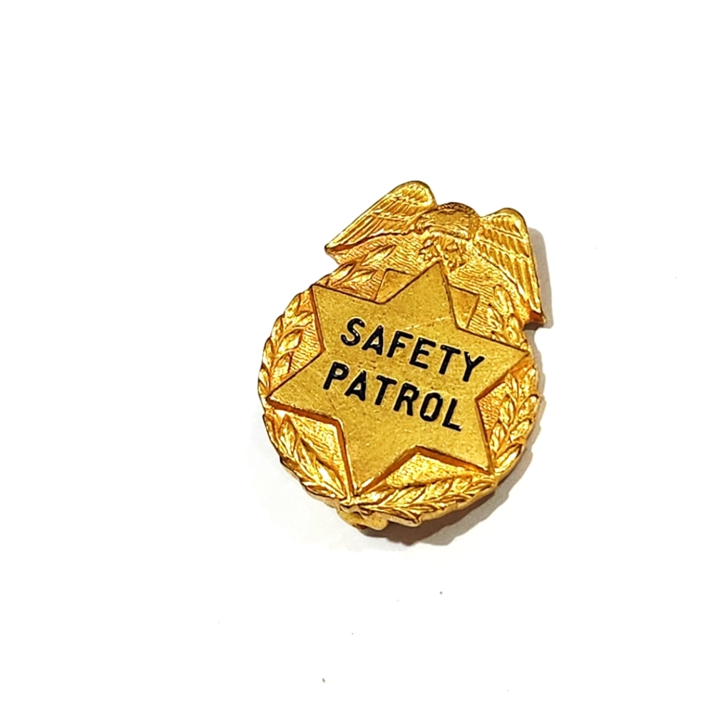 Gold Toned Safety Patrol Badge Pin Vintage Retro Safe… - Gem